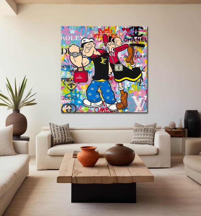 Banksy Popeye the Sailor Pop Art Graffiti Design Canvas Wall Art ...