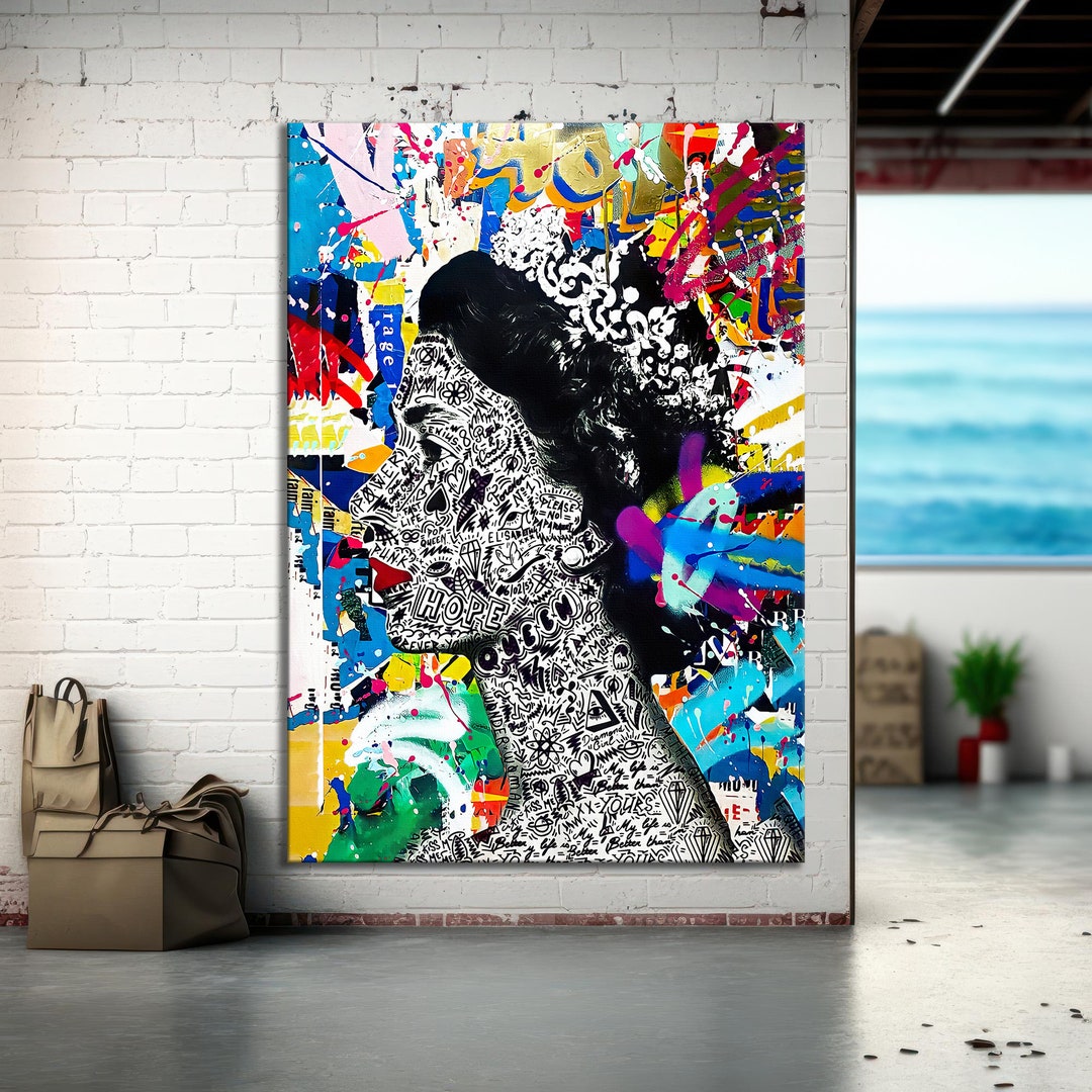 Queen Elizabeth Graffiti Pop Art Graffiti Popart Canvas Wall Art, Queen ...