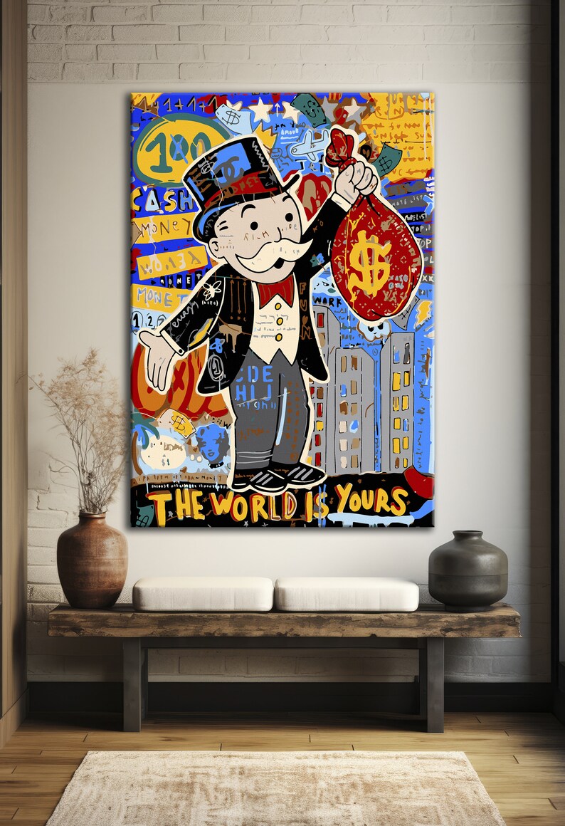 The World is Your Monopoly Man Pop Art - Graffiti Popart Canvas Wall ...
