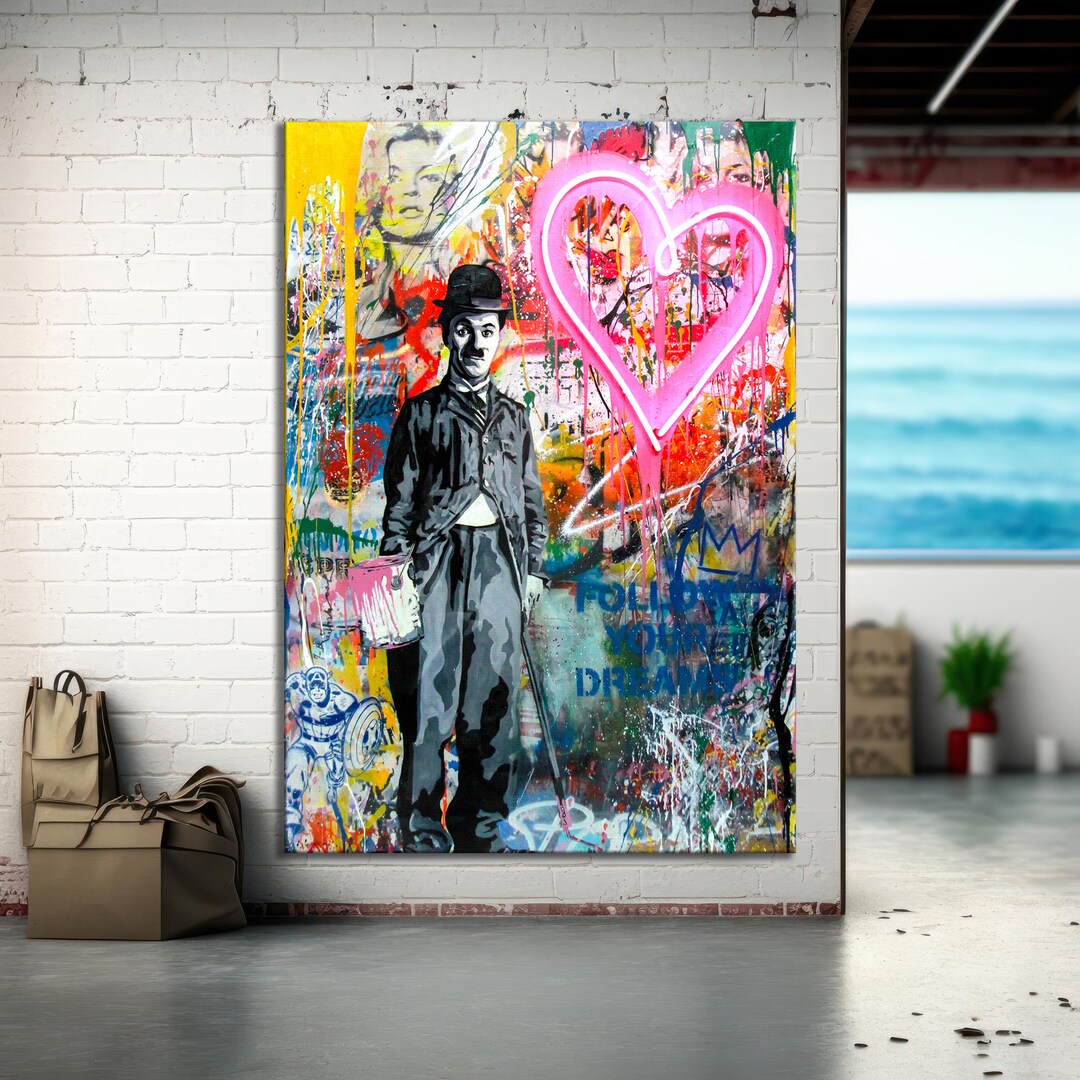 Charlie Chaplin Love Graffiti Pop Art Graffiti Popart Canvas Wall Art ...