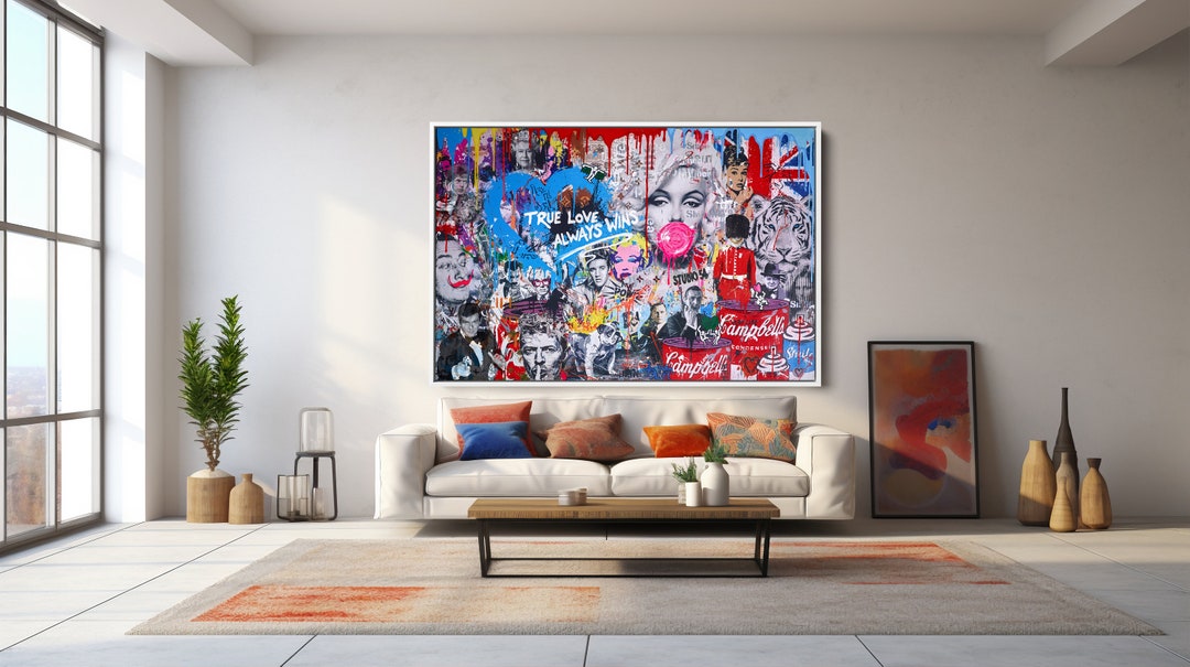 True Love Graffiti Pop Art Graffiti Popart Canvas Wall Art, Love Modern ...