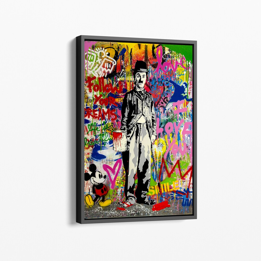 Charlie Chaplin I Love You Graffiti Pop Art - Graffiti Popart Canvas ...