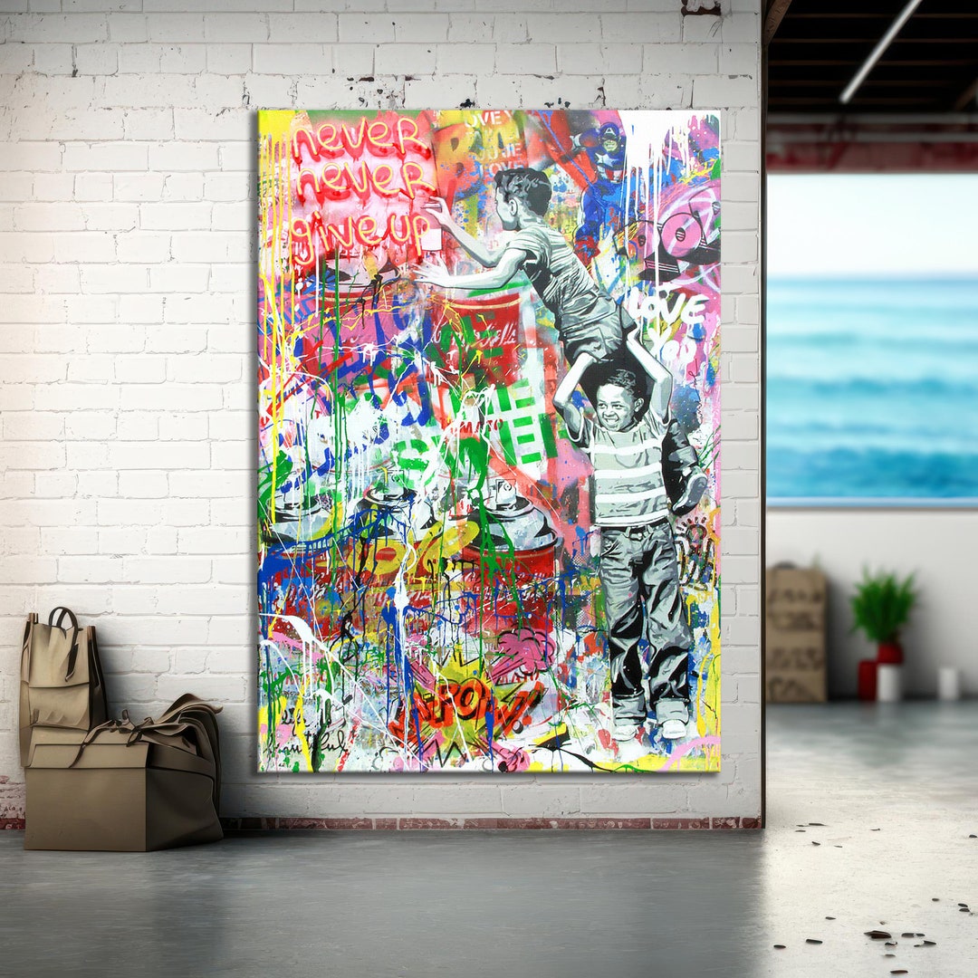 Mr. Brainwash Never Graffiti Pop Art Graffiti Popart Canvas Wall Art ...