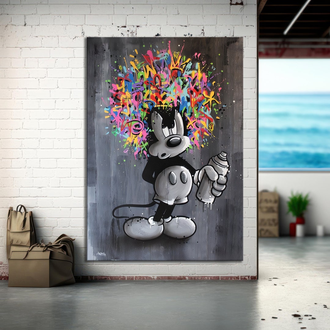 Banksy Mickey Mouse Graffiti Pop Art - Graffiti Popart Canvas Wall Art ...