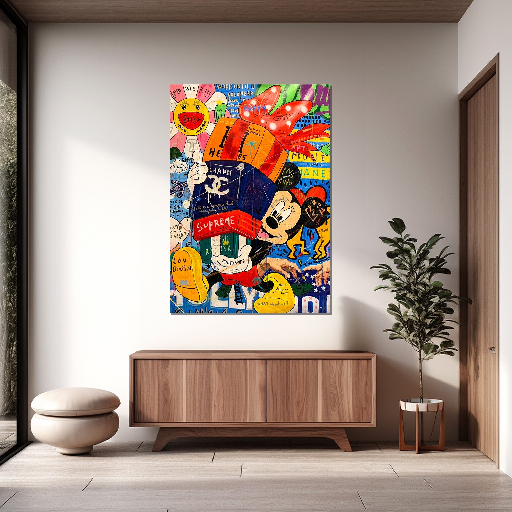 Mickey Mouse Shopping Graffiti Pop Art Graffiti Popart Canvas Wall Art ...