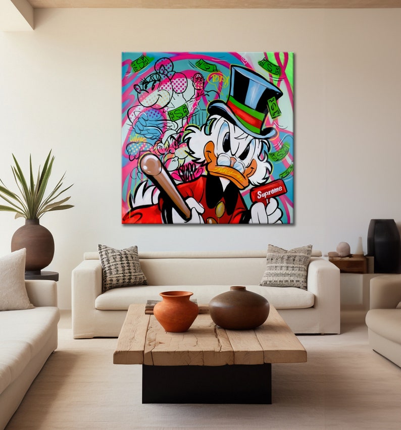 Banksy Scrooge Mcduck Angry Graffiti Canvas Art, Graffiti Oil Painting ...