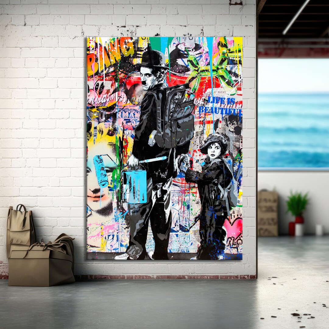Charlie Chaplin Life is Beautiful Graffiti Pop Art - Graffiti Popart ...