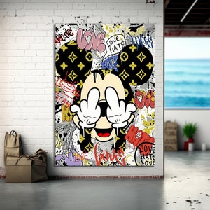Funny Mickey Mouse Graffiti Pop Art - Graffiti Popart Canvas Wall Art ...