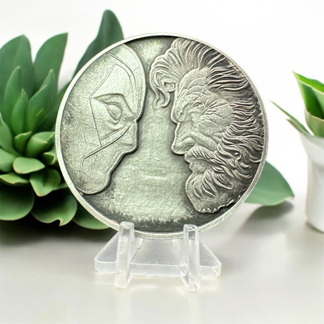 Deadpool and Wolverine Theme, 3d Relief on a Old Uk Crown Coin ...