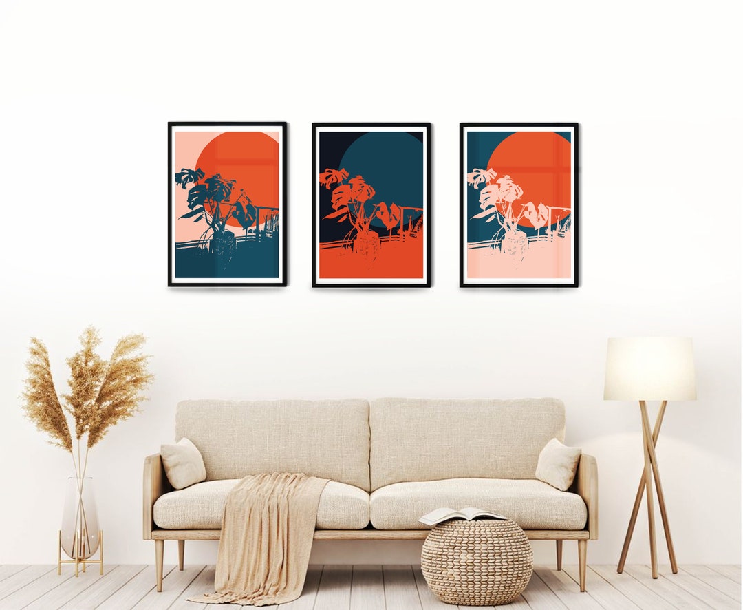 Graphical Wall Art, A3 Size Wall Print, Set of 3, Modern, Colourful ...