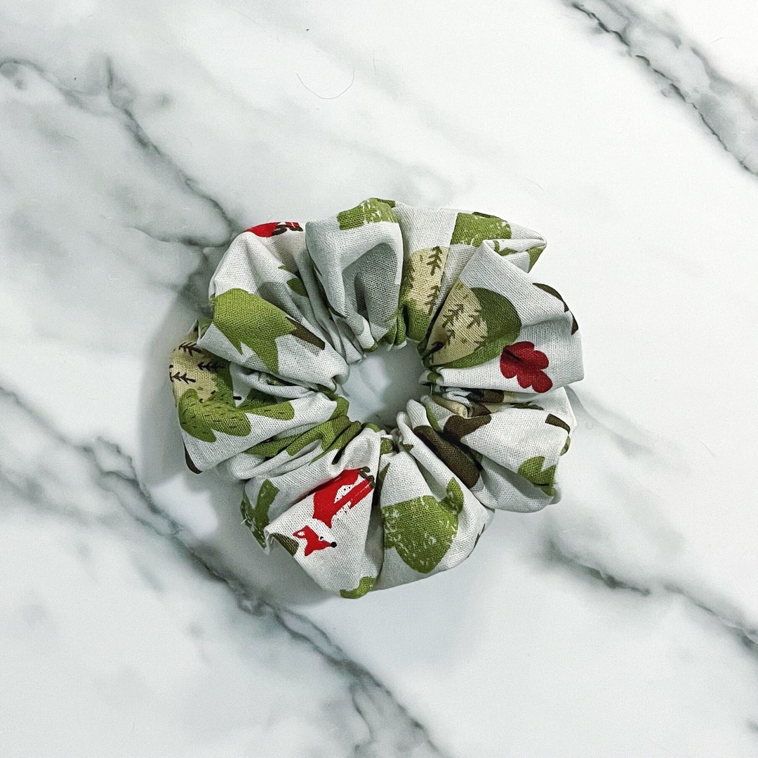 Woodland Animals Scrunchie, Fox Hair Scrunchie, Nature Hair Scrunchie ...