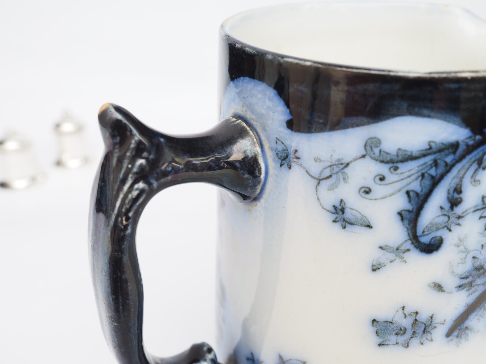 Very Rare Flanders Victorian Flow Blue Pitcher | Antique Flanders Stoke ...