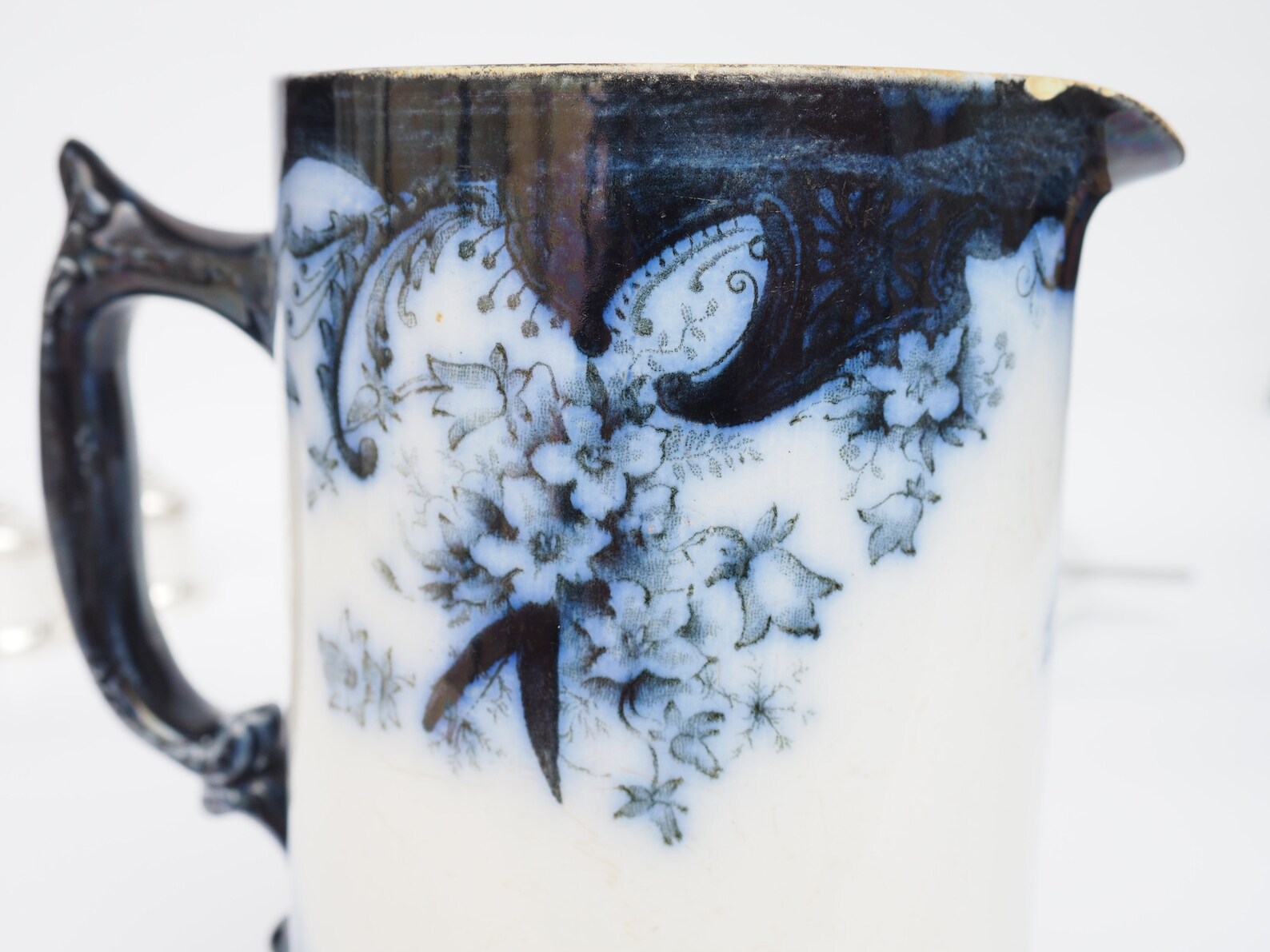 Very Rare Flanders Victorian Flow Blue Pitcher | Antique Flanders Stoke ...
