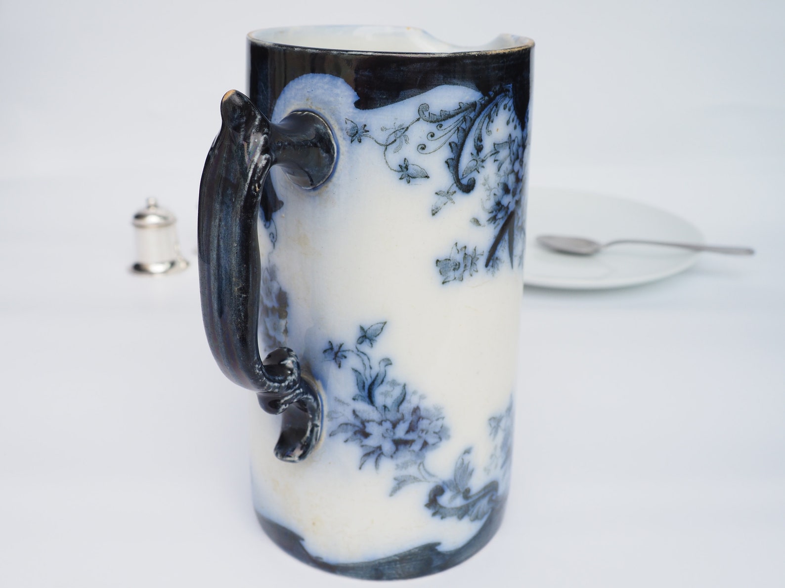 Very Rare Flanders Victorian Flow Blue Pitcher | Antique Flanders Stoke ...