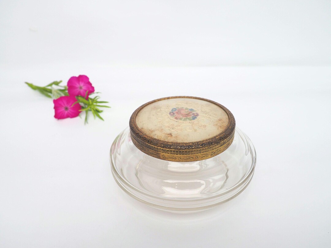 Vintage Art Deco Vanity Makeup Powder Jar | Old Antique Trinket Bowl ...