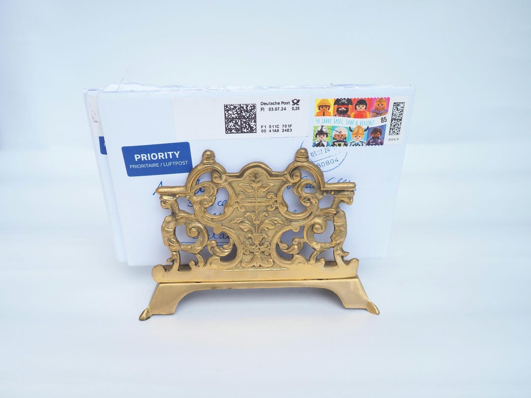 Vintage Victorian Brass Letter Rack | Antique Moulded Brass Mail Stand ...