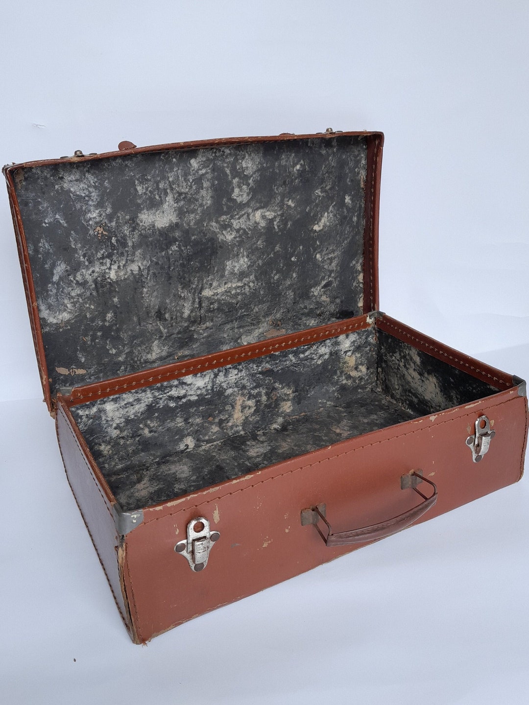 Vintage Leatherette Cardboard Suitcase | England | Retro Luggage Case ...