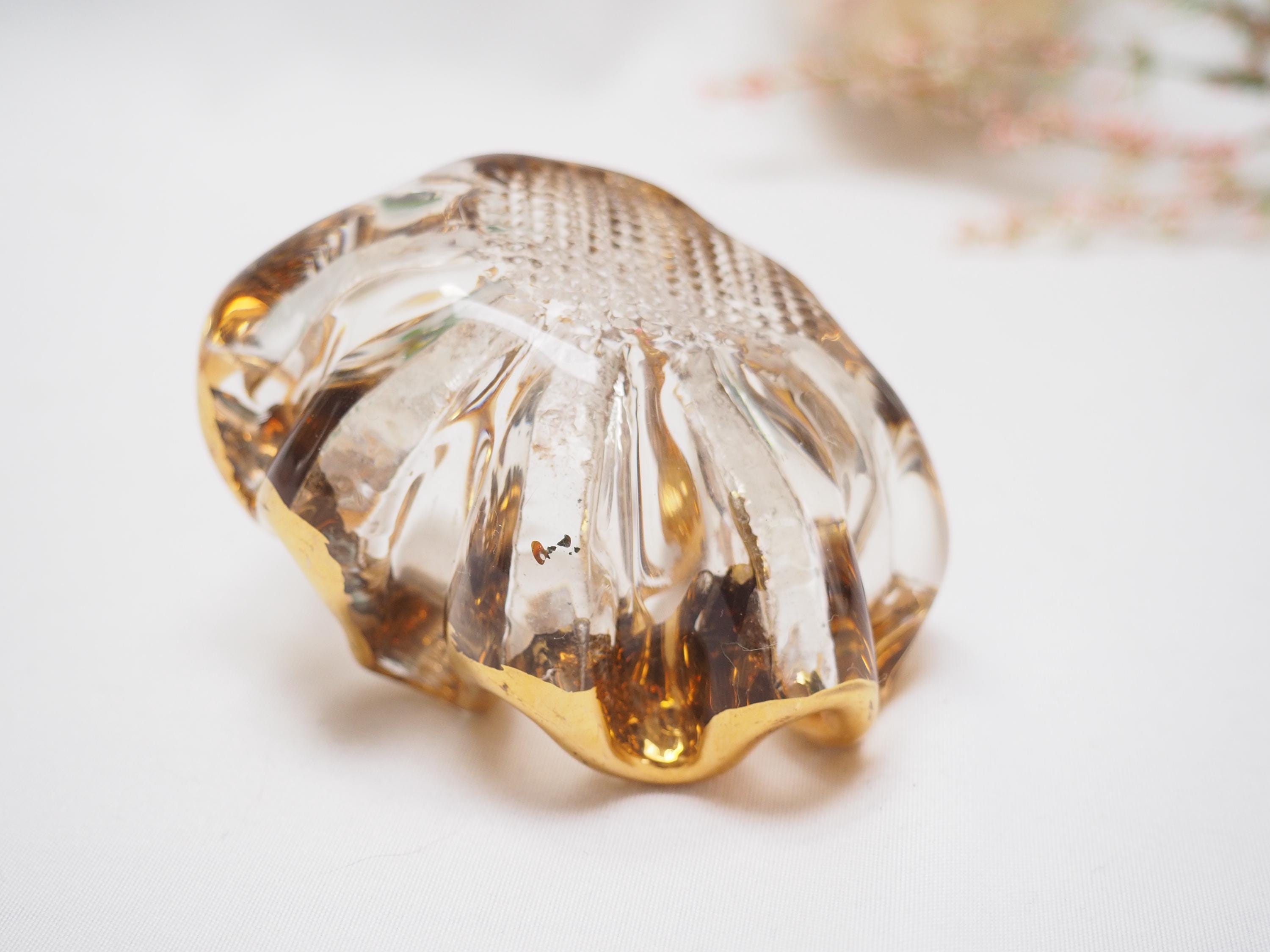 Vintage Gold Clam Shell Crystal Glass Salt Cellar | Venetian Italian ...