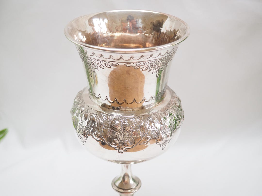 Large Victorian Era Silver Plated Chalice | Old Irish Floral Design ...