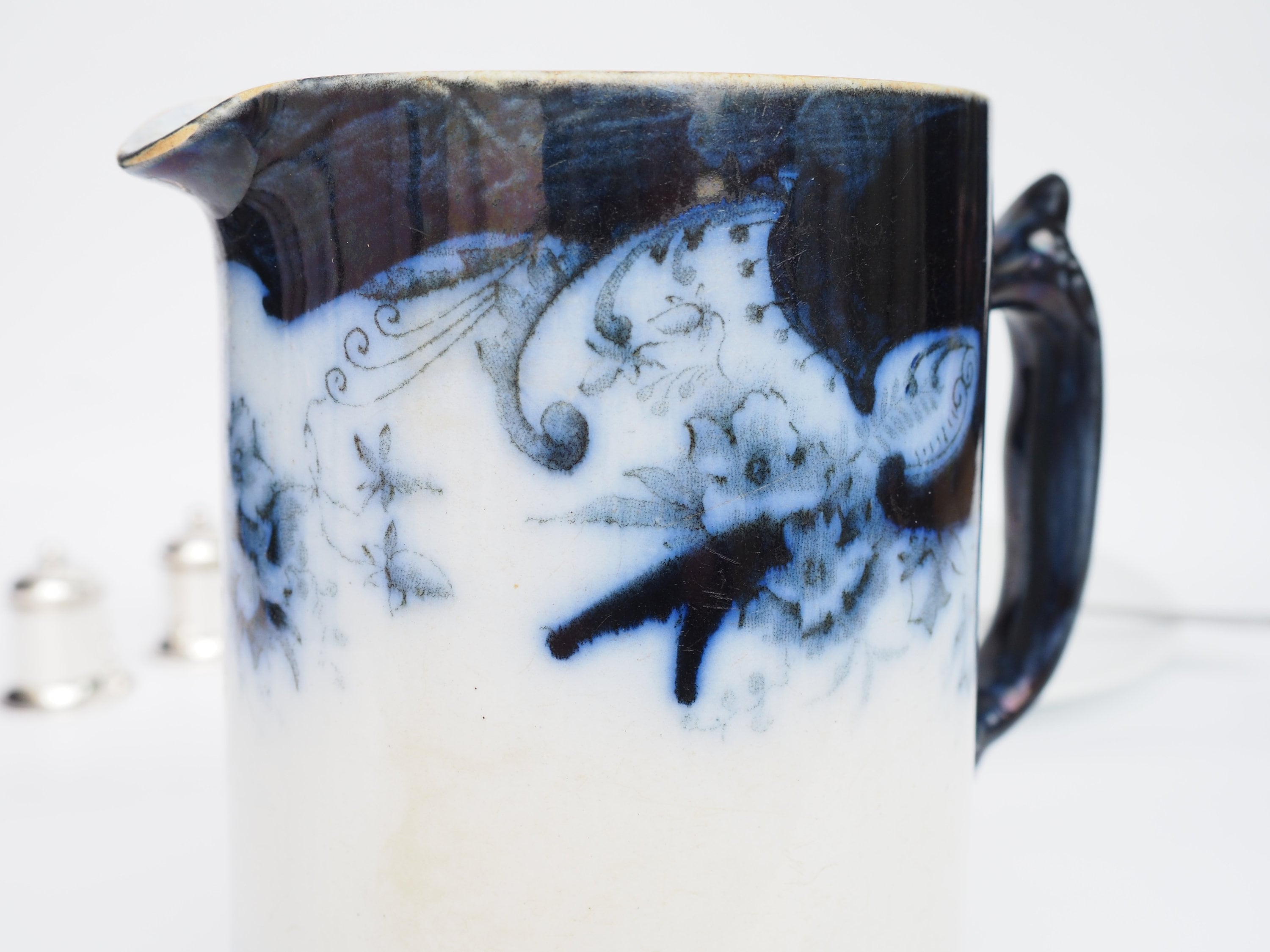 Very Rare Flanders Victorian Flow Blue Pitcher | Antique Flanders Stoke ...