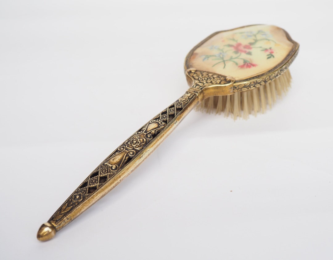 Vintage Brass Vanity Brush | Old Antique English Hair Brush | Victorian ...