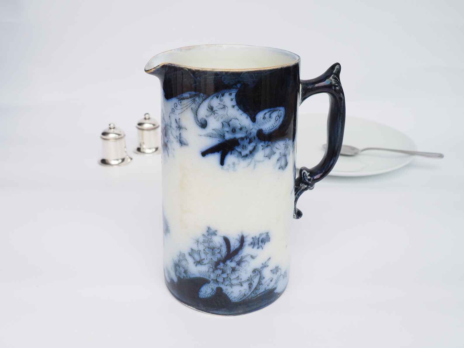 Very Rare Flanders Victorian Flow Blue Pitcher | Antique Flanders Stoke ...