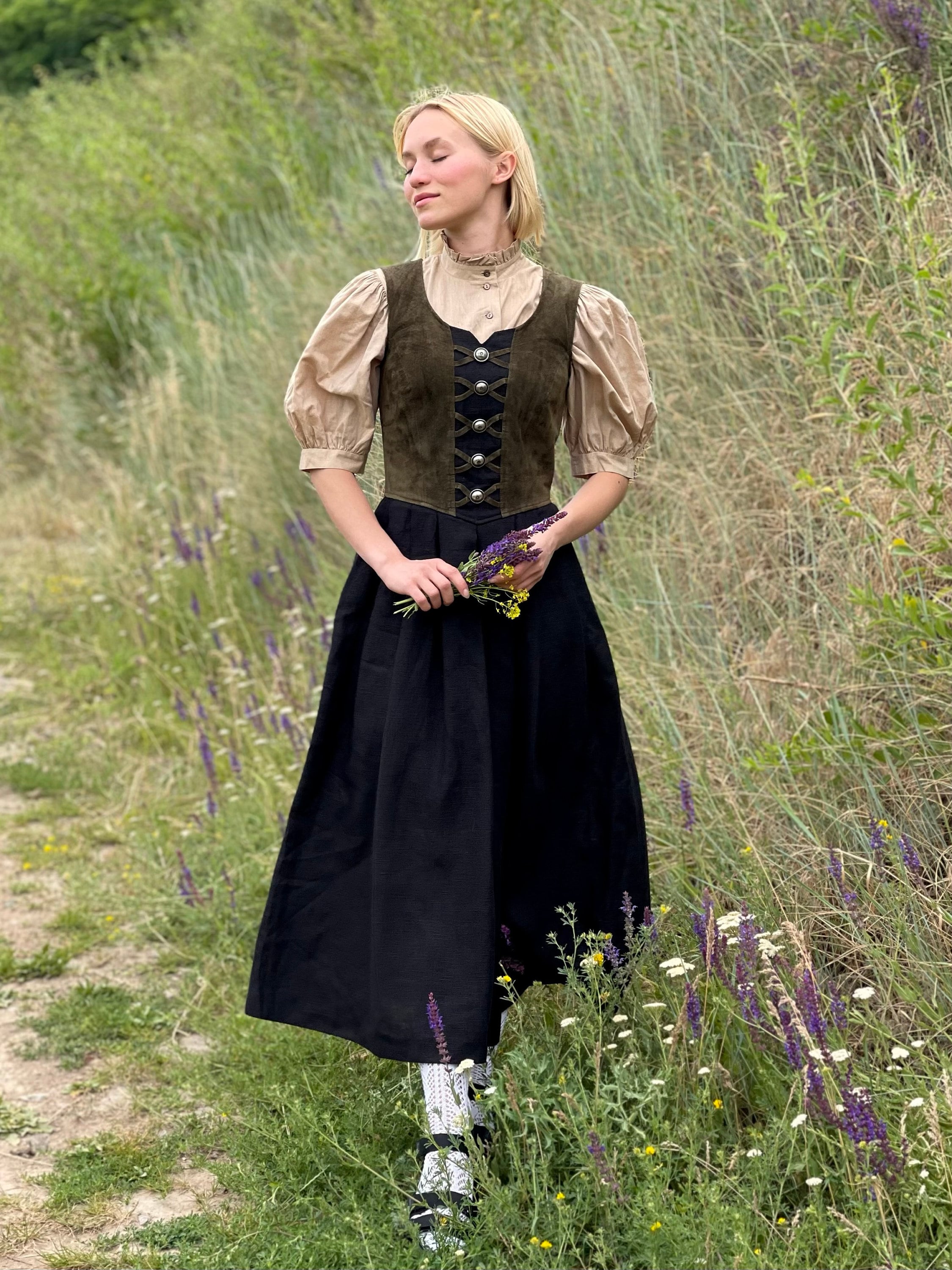 H.moser Salzburg Austrian Vintage Dress Dirndl Real Leather Corset 100% ...