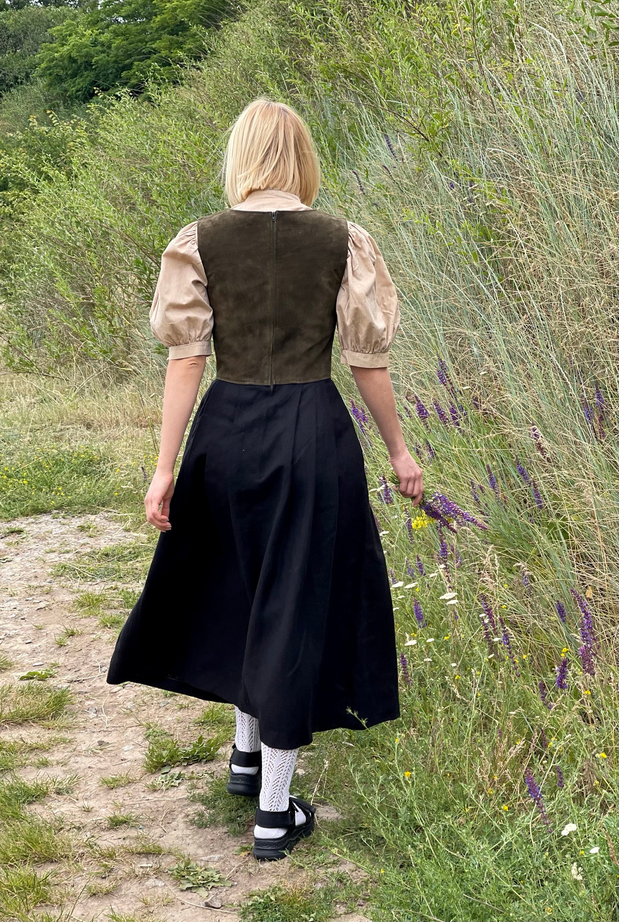 H.moser Salzburg Austrian Vintage Dress Dirndl Real Leather Corset 100% ...