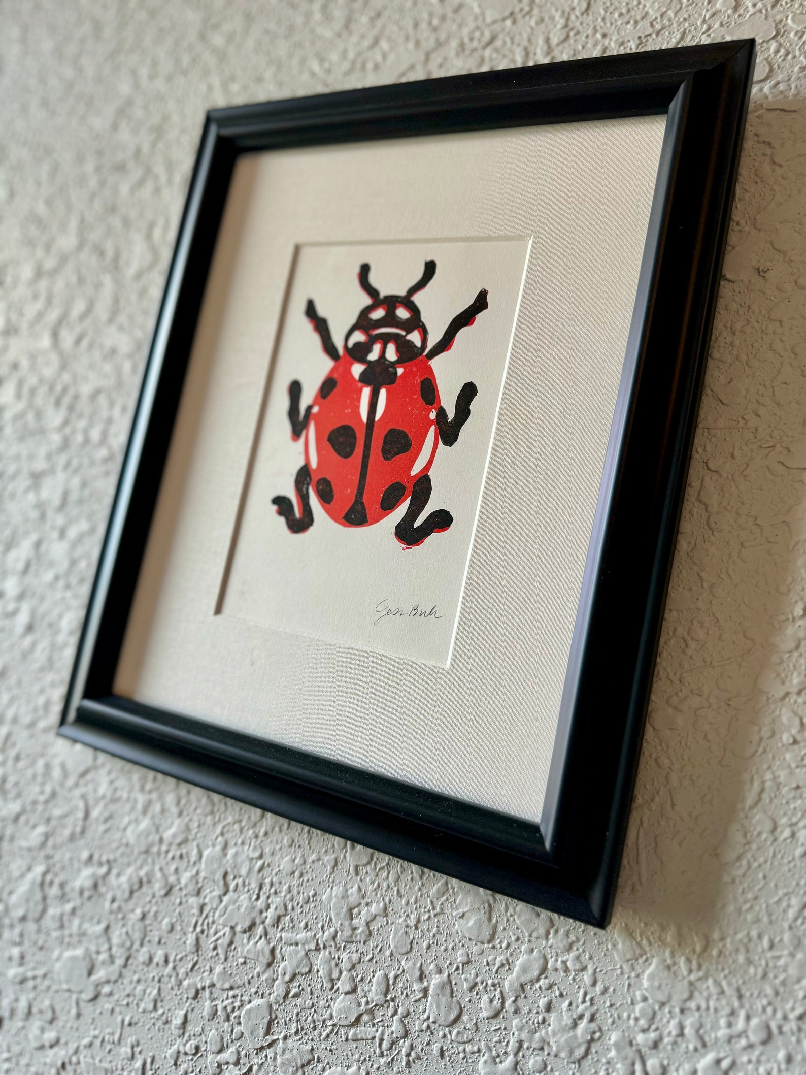 Linocut Print - Ladybug Hand Printed Art - Etsy