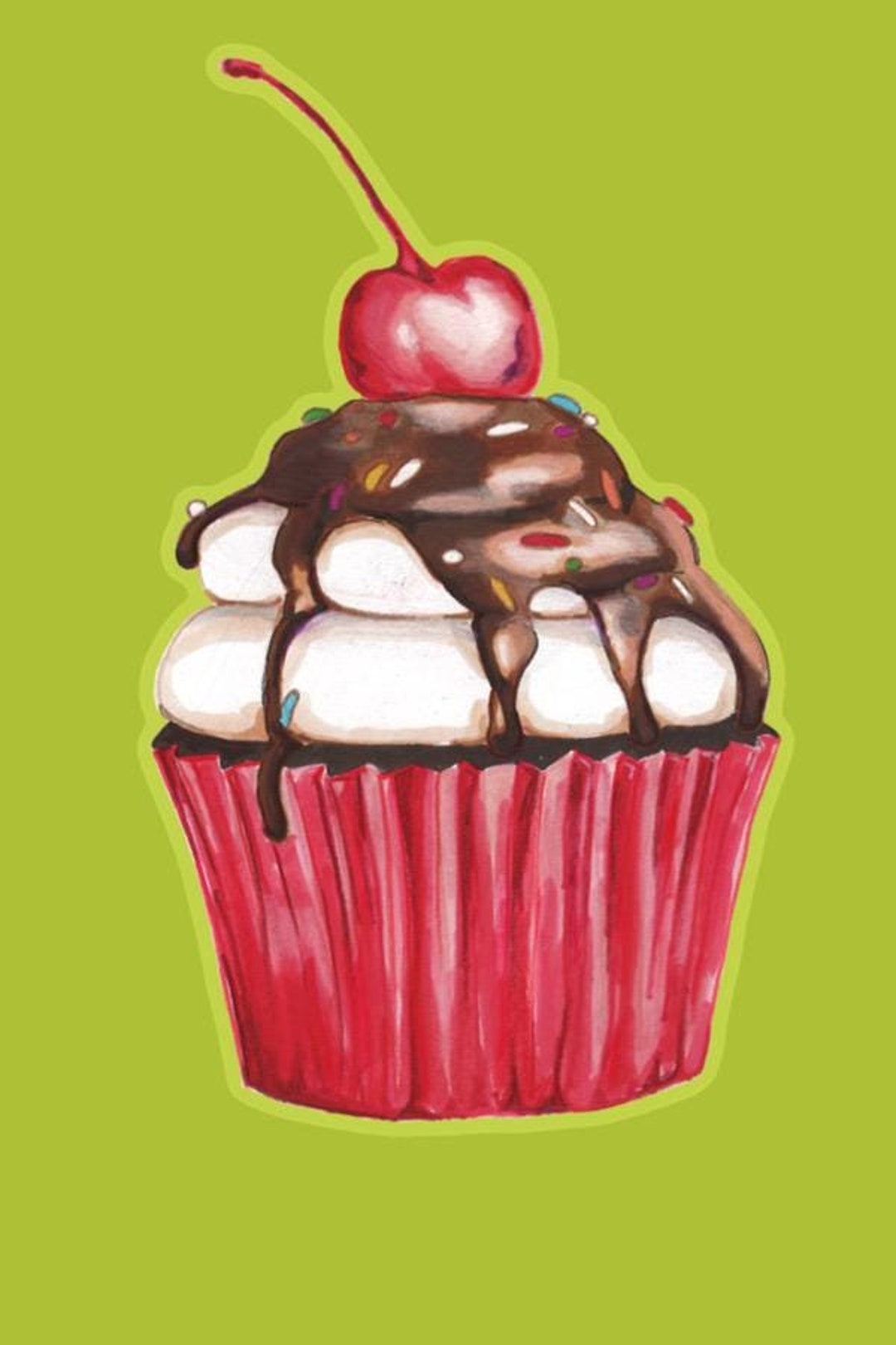 Pop Art Cupcake - Cherry Sundae Cupcake Print - Etsy