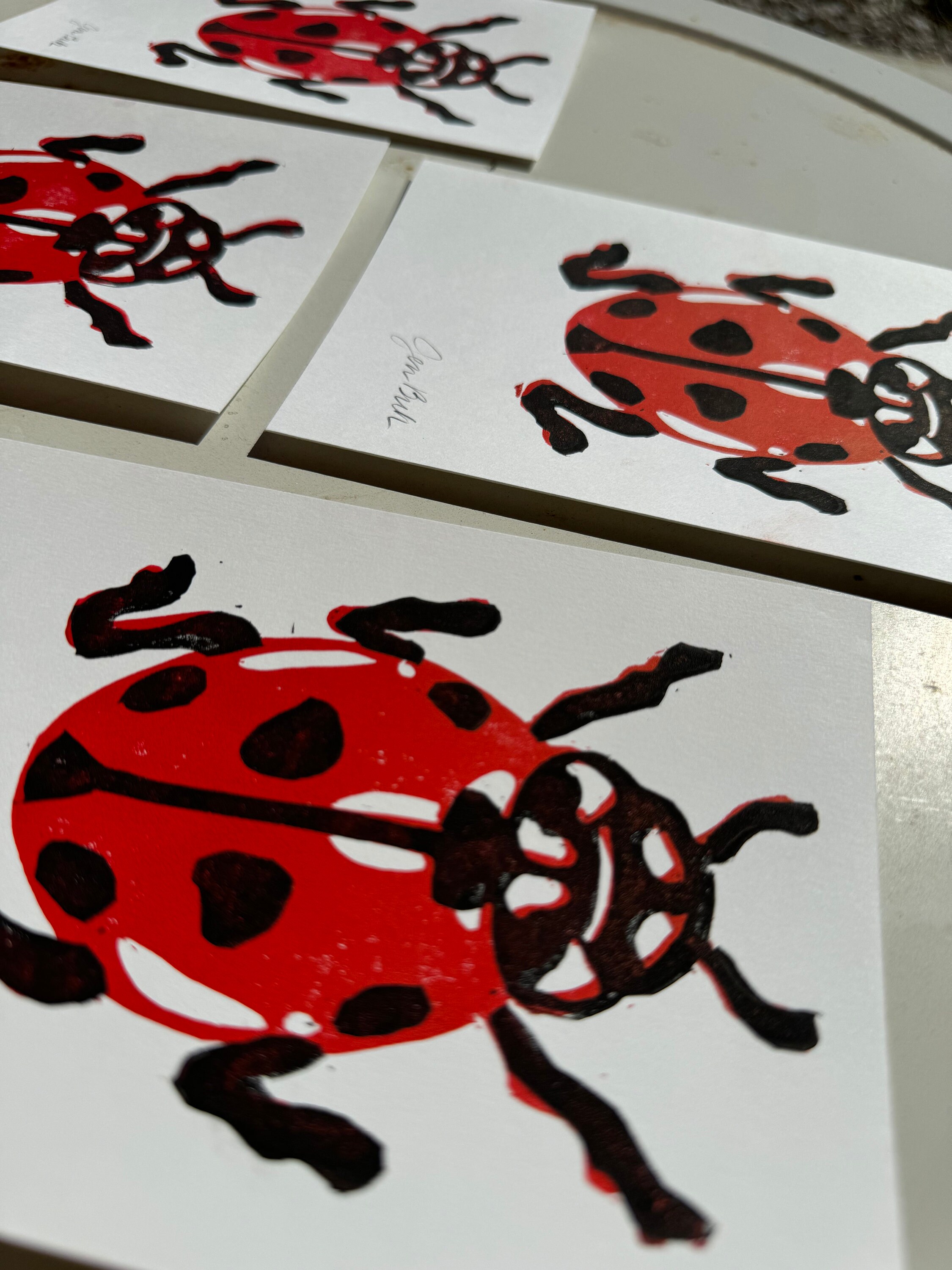 Linocut Print - Ladybug Hand Printed Art - Etsy