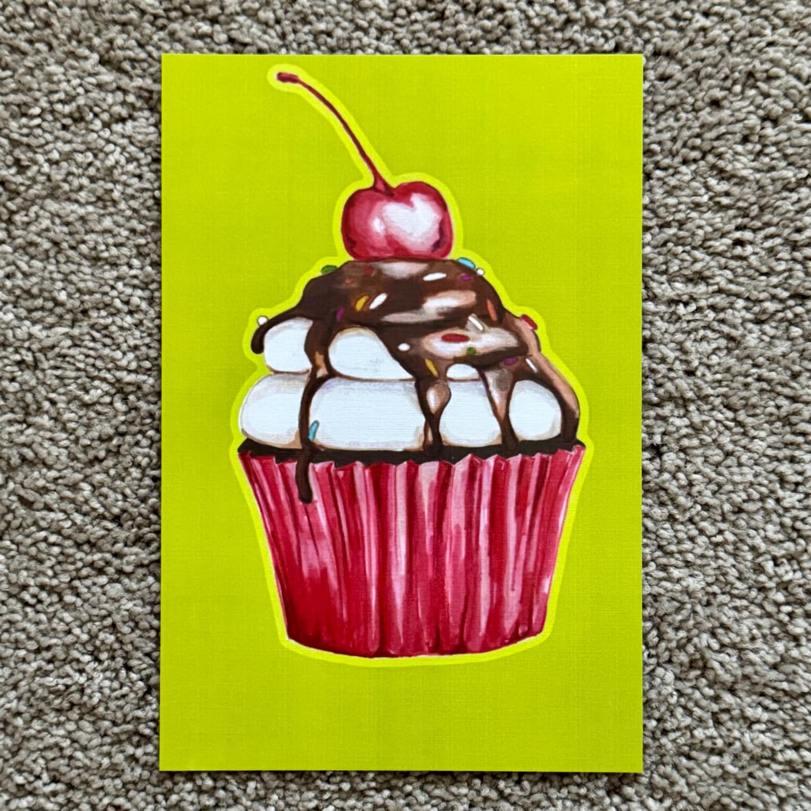 Pop Art Cupcake - Cherry Sundae Cupcake Print - Etsy