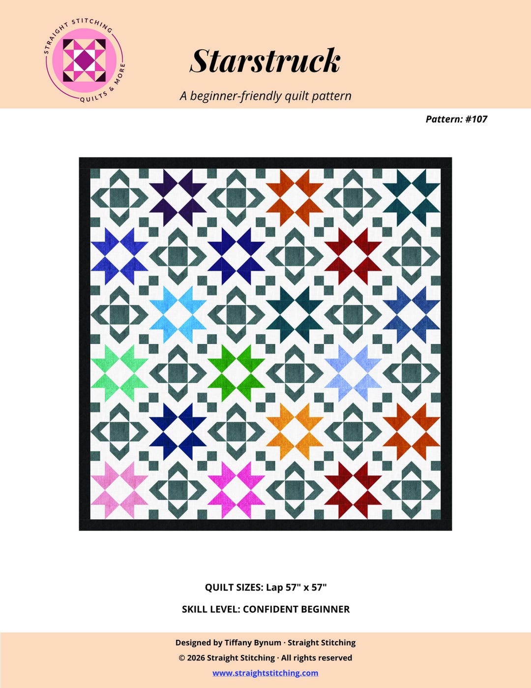 Starstruck Quilt Pattern | Modern Star Design, Beginner Friendly (PDF ...