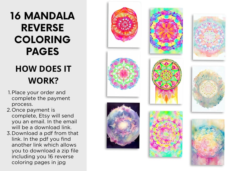 Mandala Reverse Coloring Pages Printable, Backward Coloring Book ...