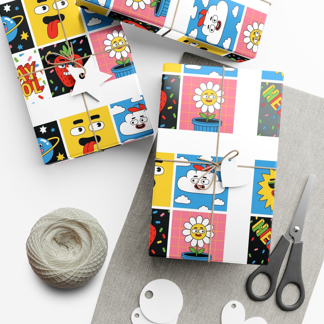 Animated Gift Wrapping Papers, Cartoon Images Gift Wrap Paper, Animated ...
