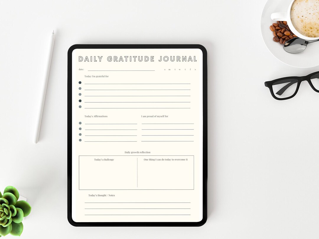 Digital & Printable Daily Gratitude Journal - Etsy