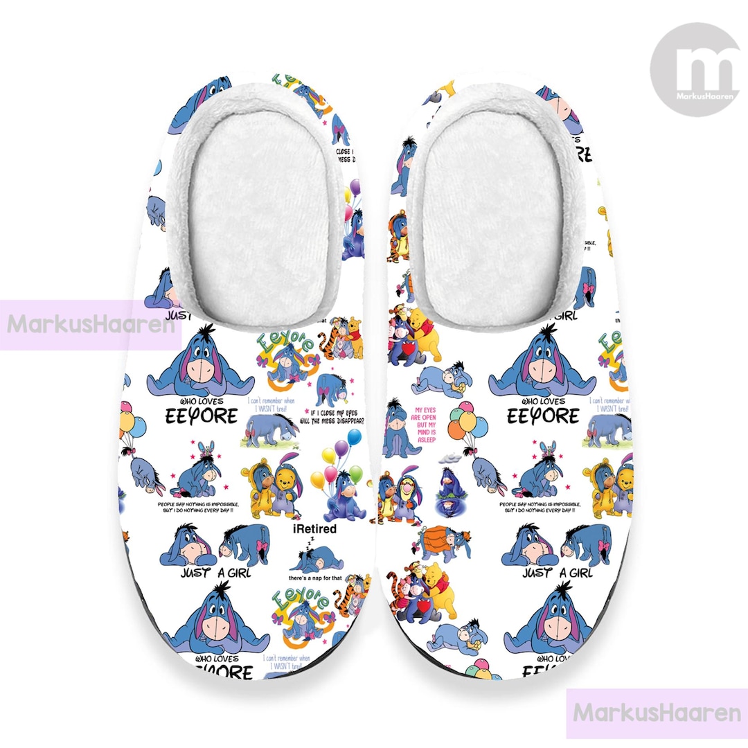 Personalized Winnie the Pooh Eeyore 3D All Over Print Slipper, Winter ...