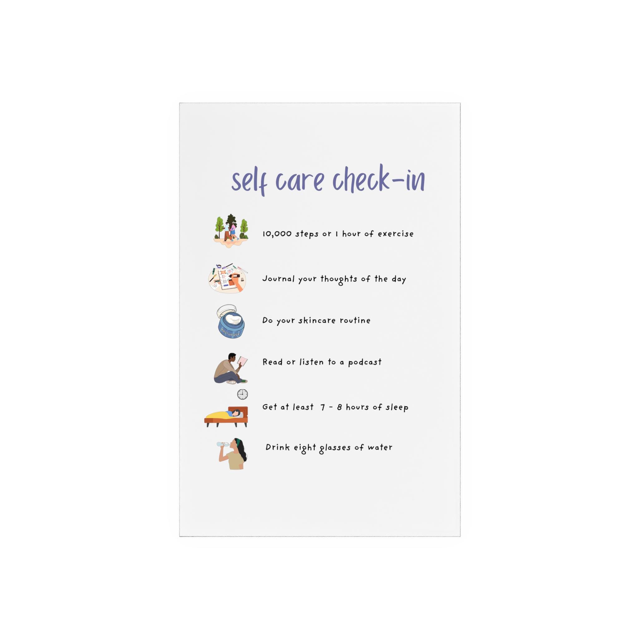 Self Care Checklist Acrylic Sign With Wooden Stand - Etsy