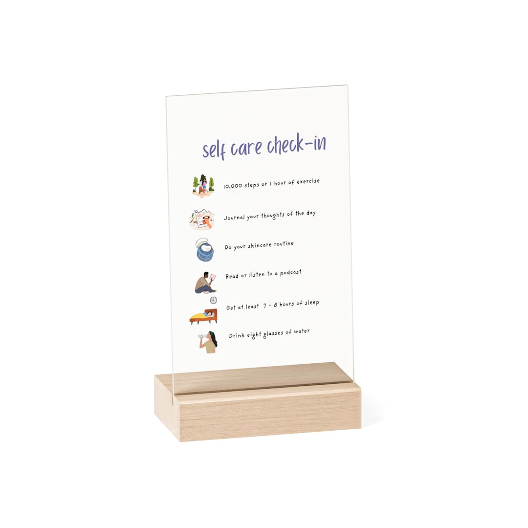 Self Care Checklist Acrylic Sign With Wooden Stand - Etsy