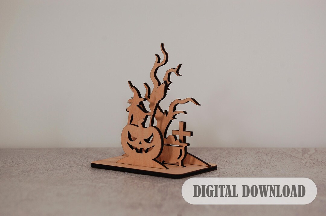 Laser Cut 3D Halloween Stand Spooky Scene | 2, Spooky Figures Svg ...