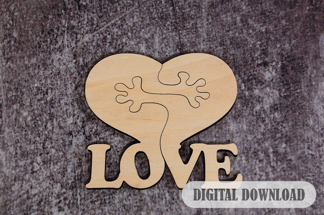 Laser Cut Wooden Puzzle Heart: Valentine's Day Template (digital ...