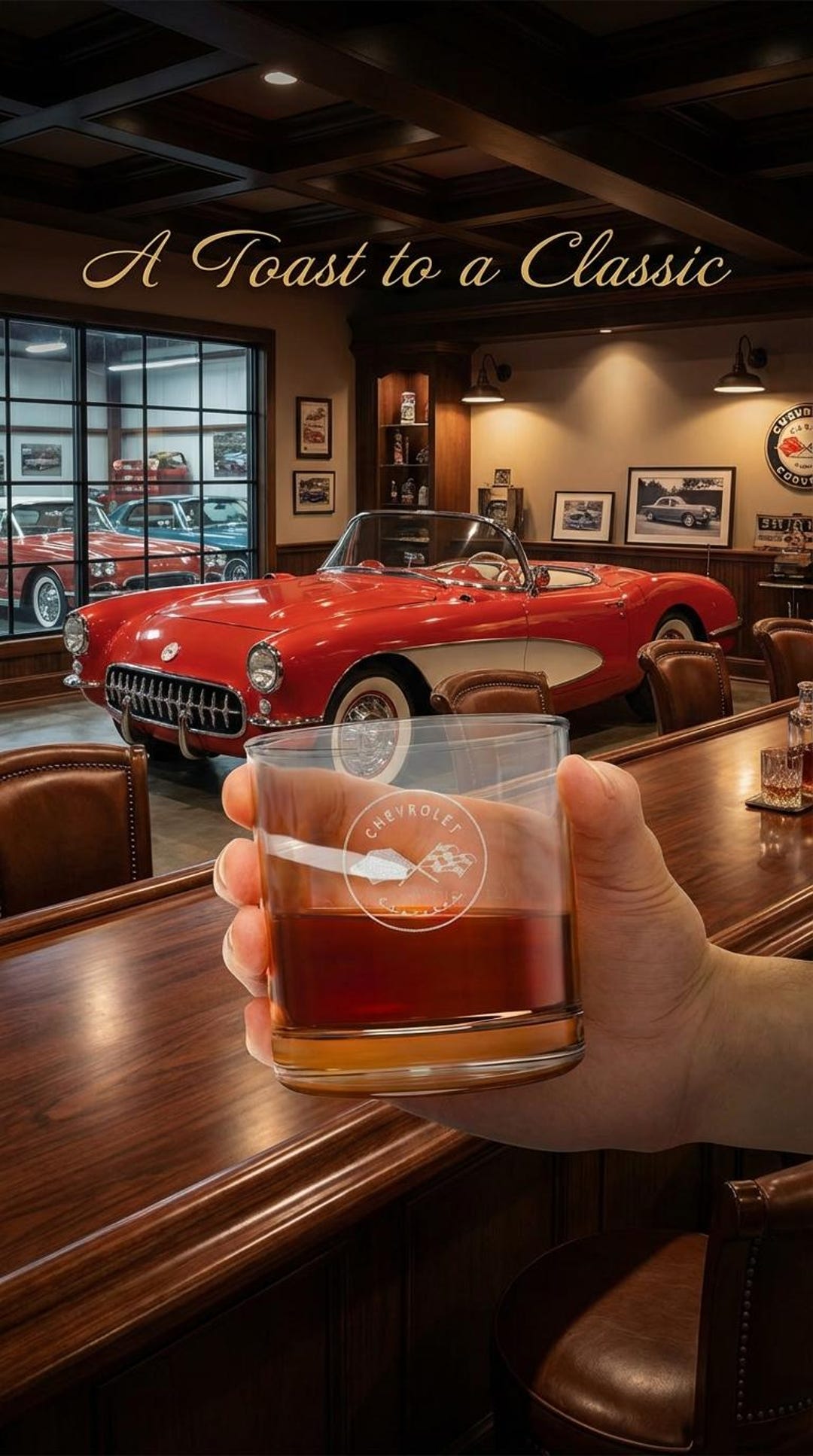 C1 Corvette Emblem Etched 10oz Rocks Glass | Vintage 1953-1955 Chevy ...