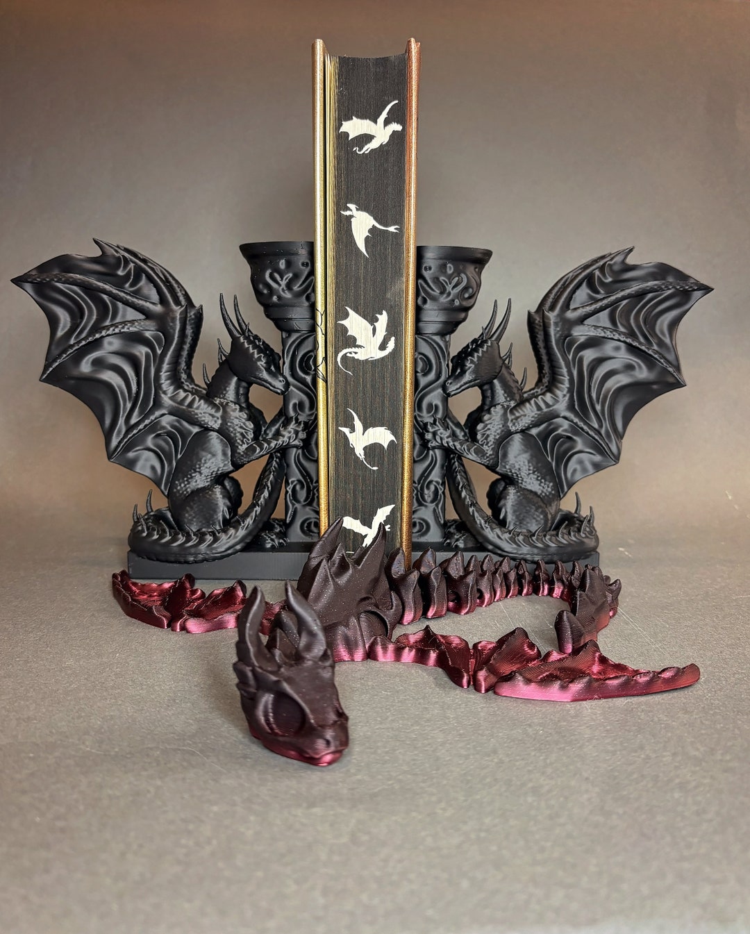 3D Printed Dragon Bookend Bundle | Booktok | Fourth Wing | Iron Flame ...
