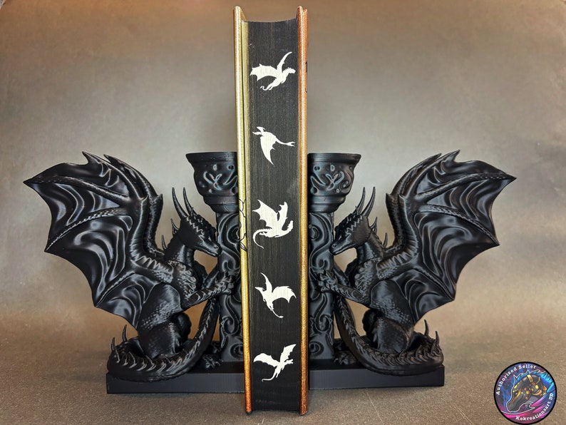 3D Printed Dragon Bookend Bundle Booktok Fourth Wing Iron Flame ...