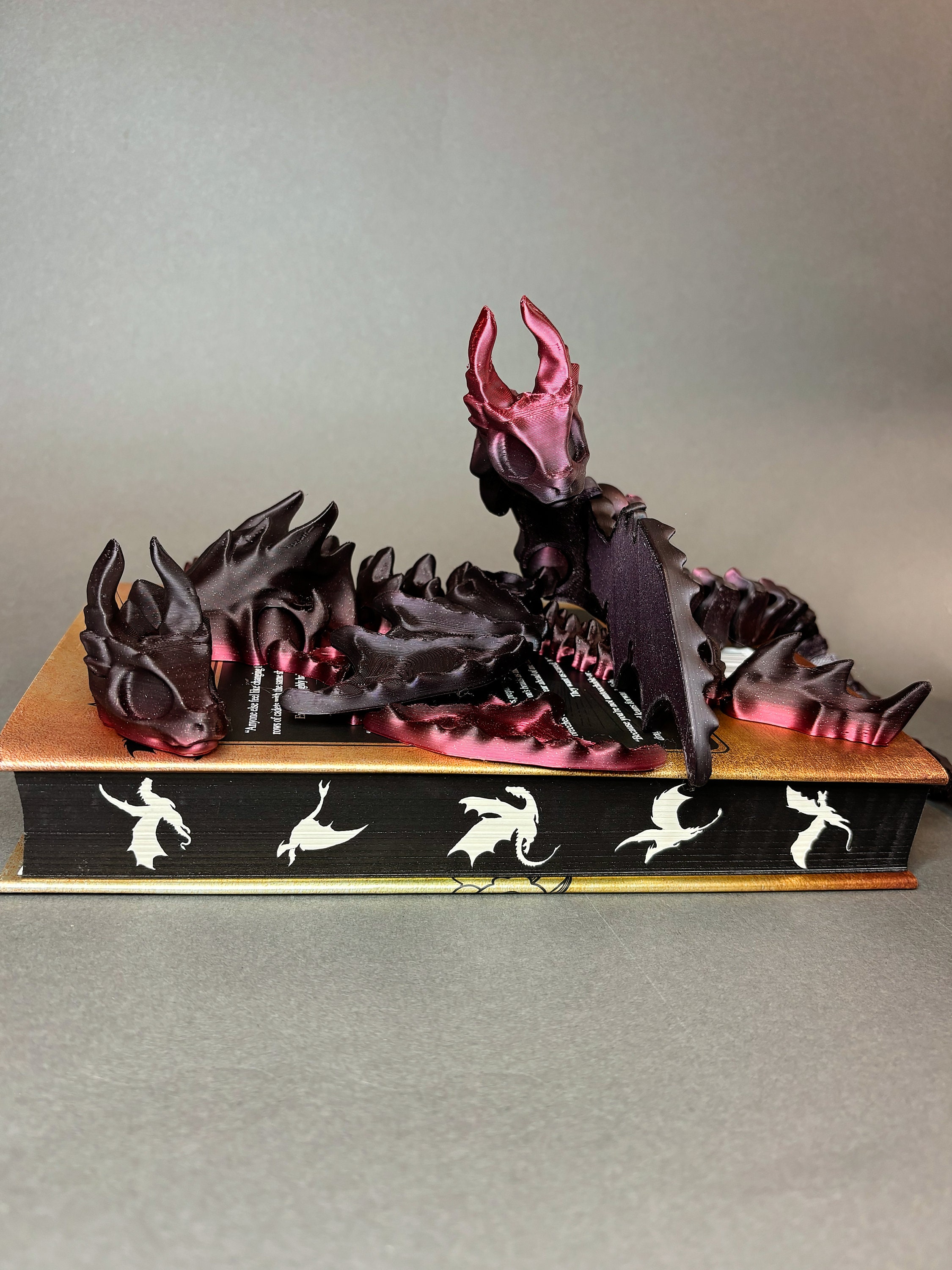 3D Printed Dragon Bookend Bundle Booktok Fourth Wing Iron Flame ...