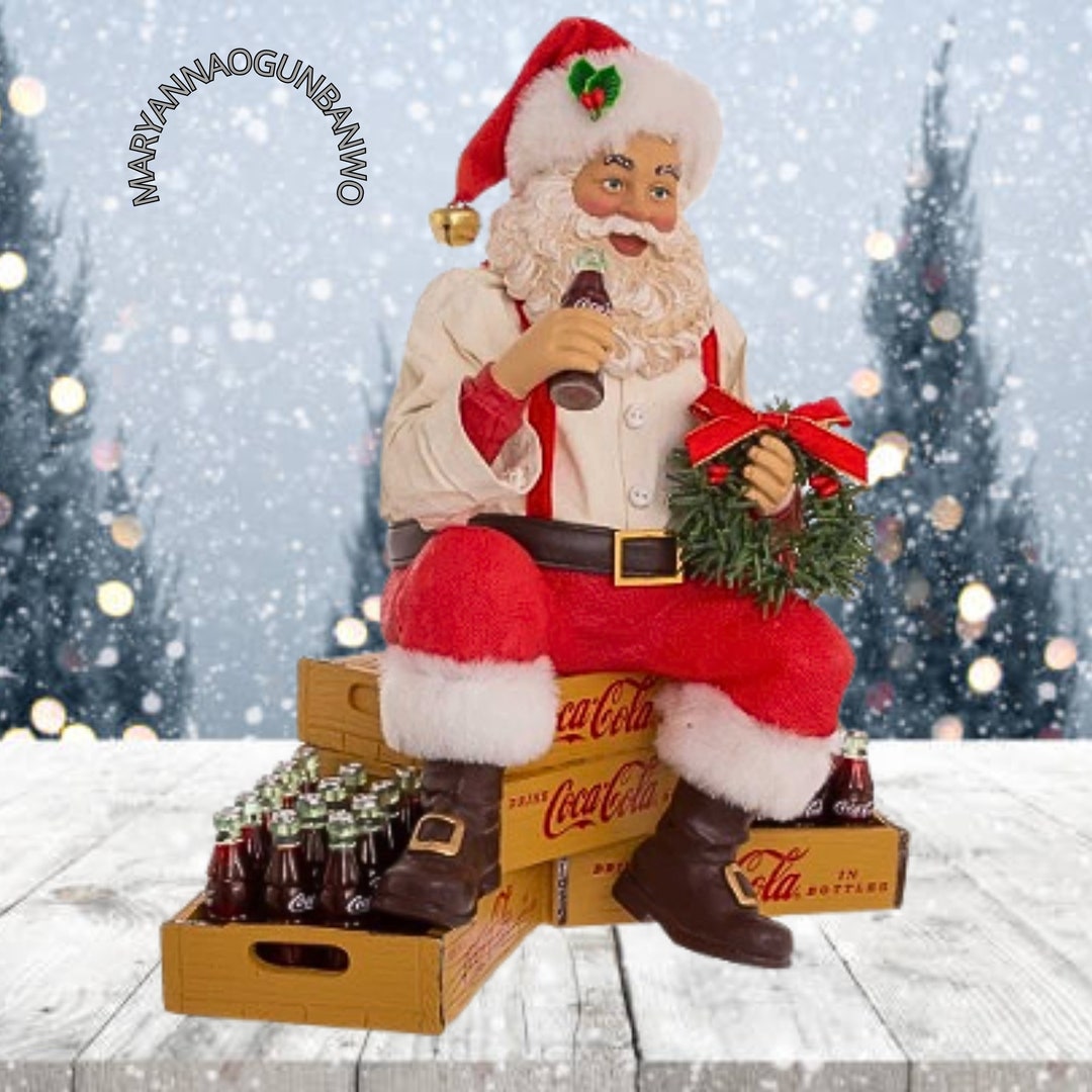 9-inch Santa From Coca-cola Perched Atop Crates - Etsy