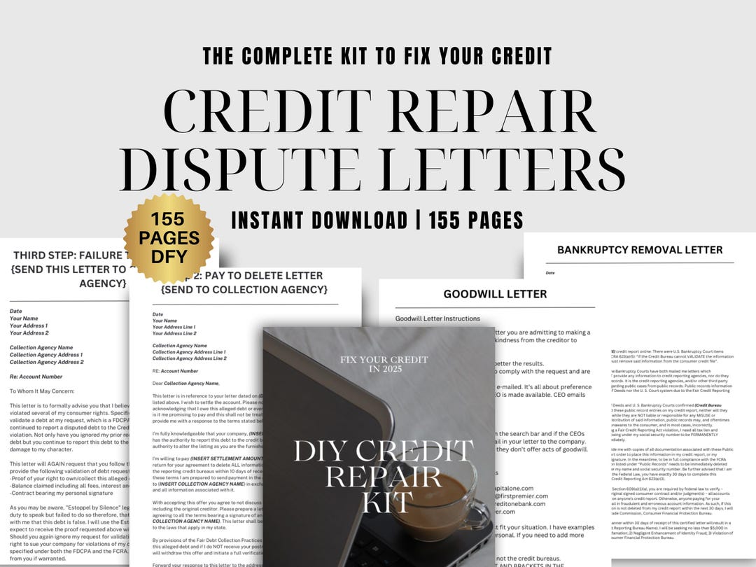 Credit Repair Dispute Letters Kit | Fix Your Credit | Edit in Canva ...