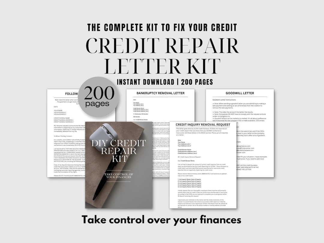Credit Repair Letter Kit: 200+ Editable Dispute Templates (digital ...