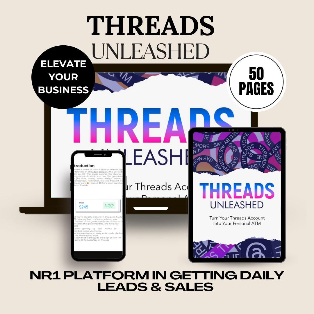 Threads Unleashed Ebook: Grow Followers & Make Money (digital Guide) - Etsy