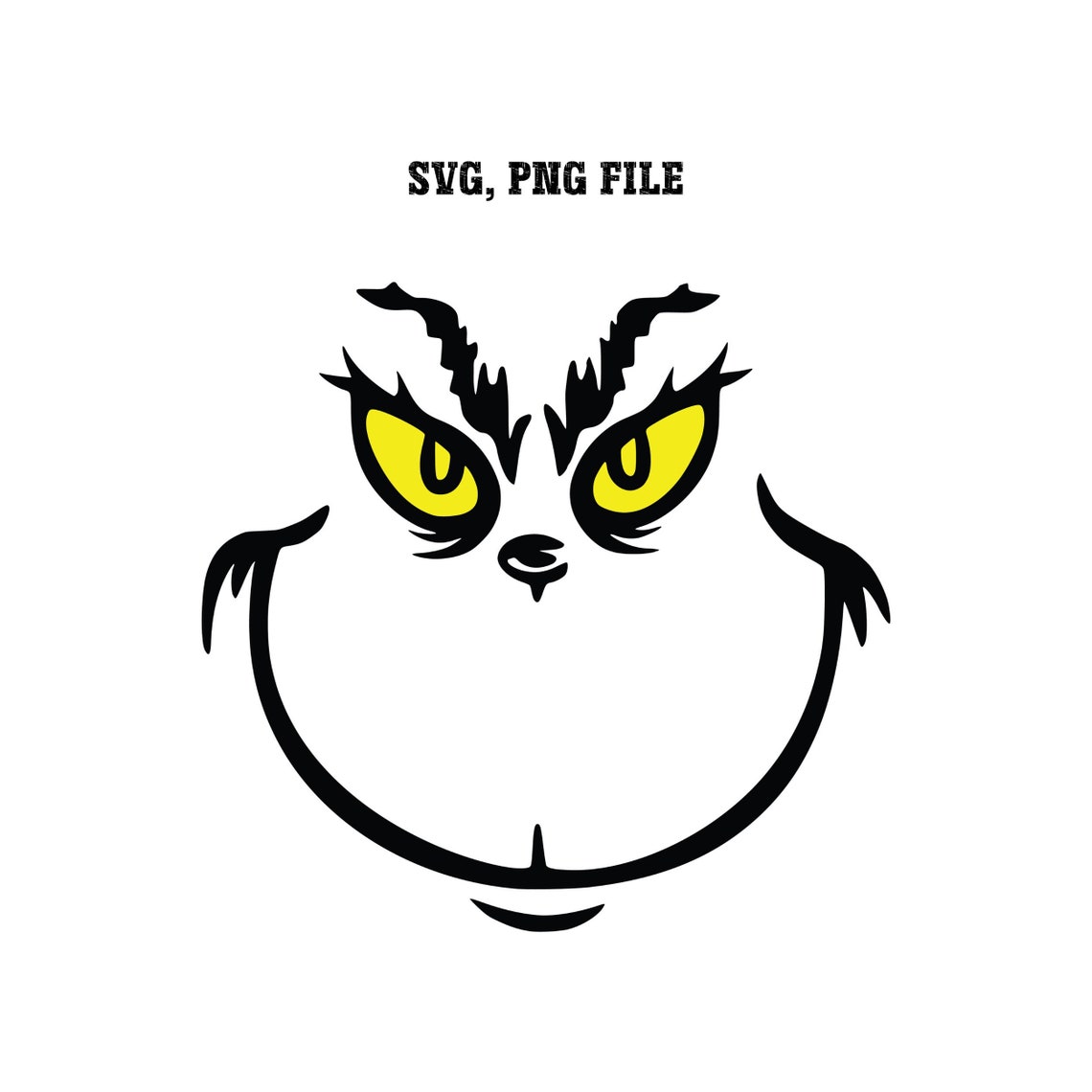 Grinch Layered Face Yellow Eyes SVG, PNG, Grinch Face Instant Download ...